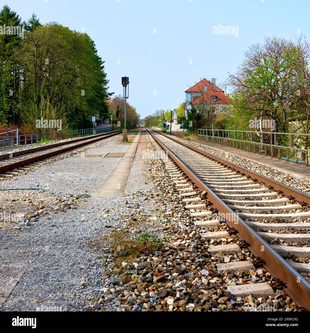 unpaved track layout at the railroad station of Bath Sauerbrunn in the ...