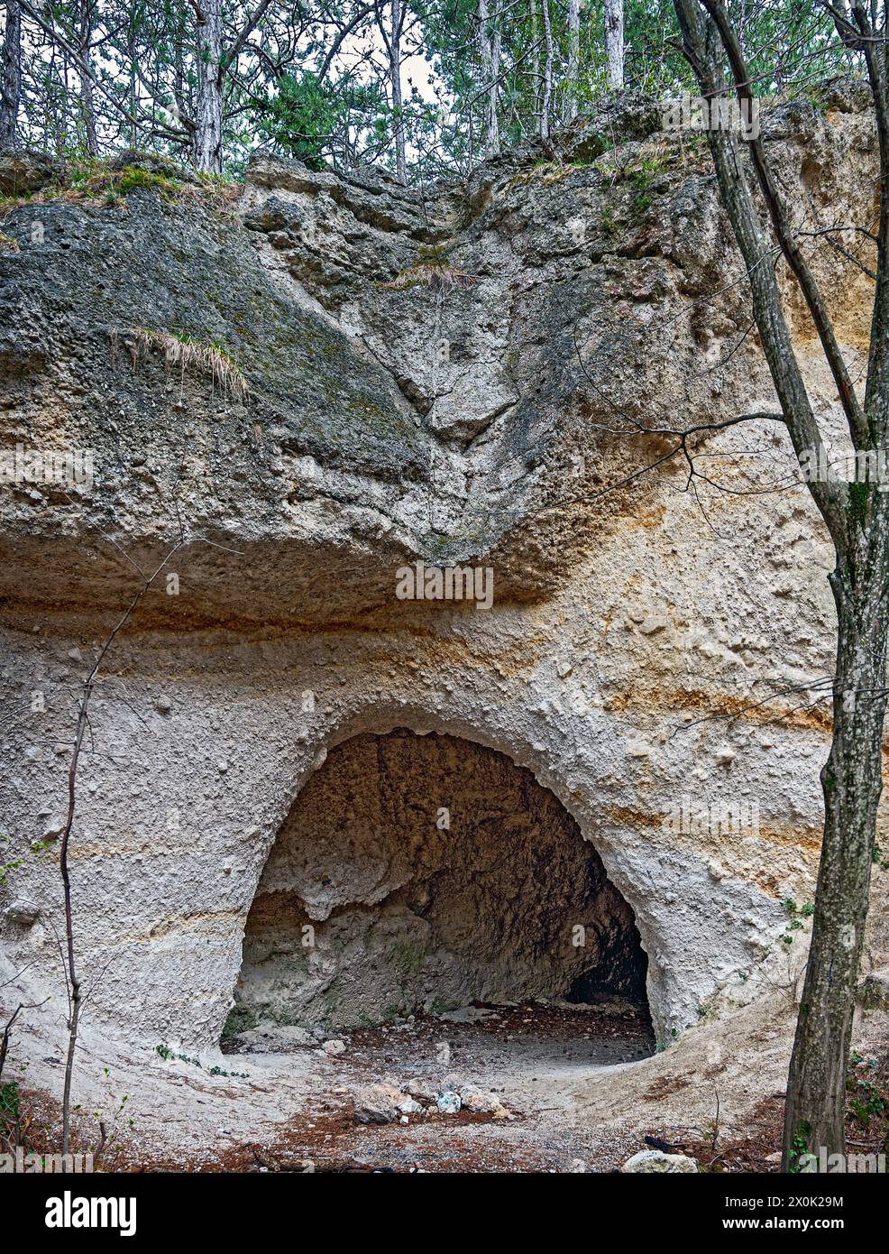 artificial caves in the dolomite rock at the Harz mountain above Badth ...