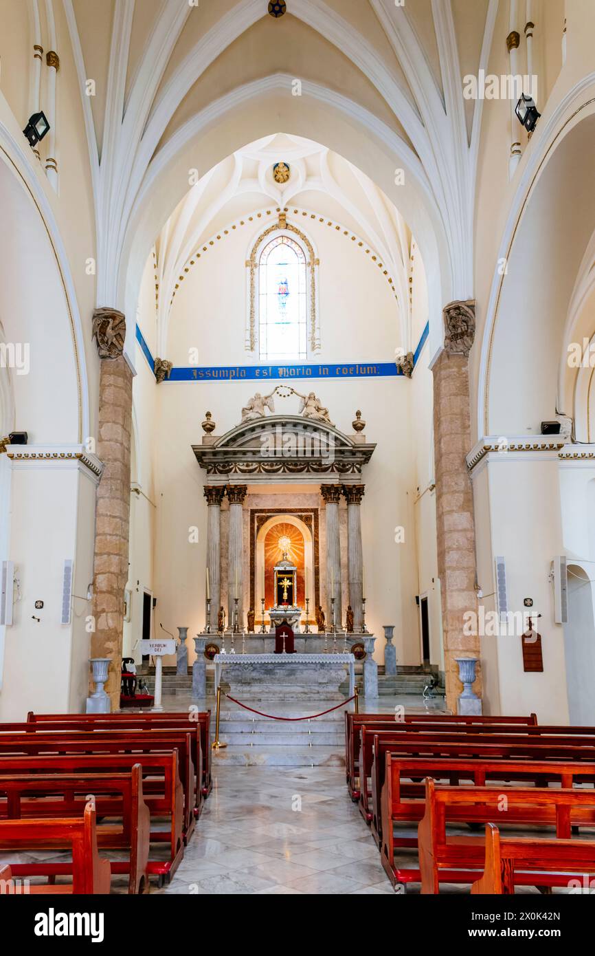 Nave and altar. Cathedral of St. Mary the Crowned. Gibraltar, British ...