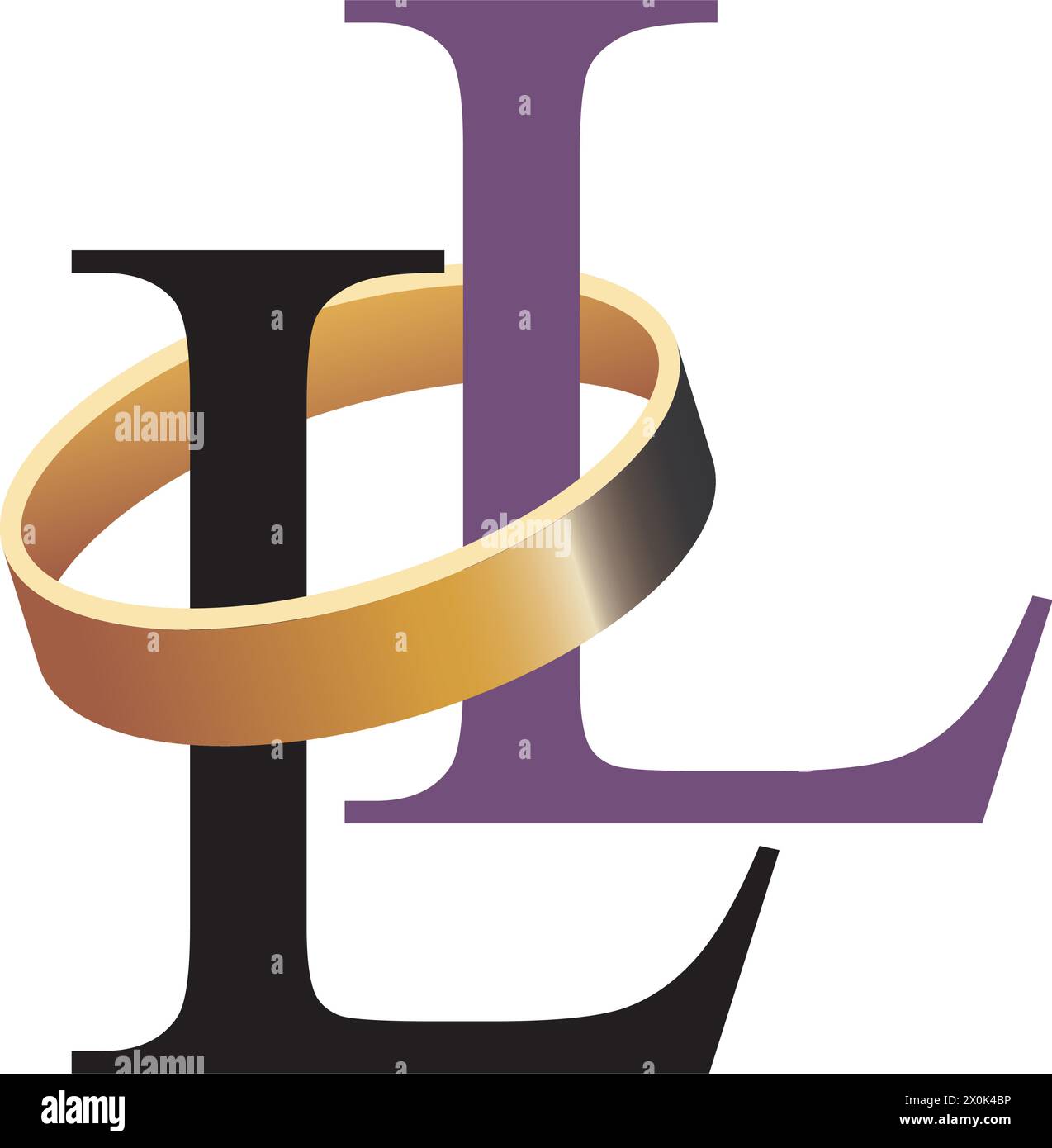 L and L Letter With Wedding Ring Logo. - Vector Stock Vector Image ...