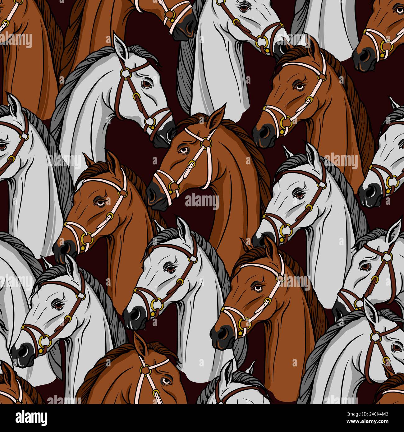 Seamless pattern with horse heads. Vector Stock Vector Image & Art - Alamy