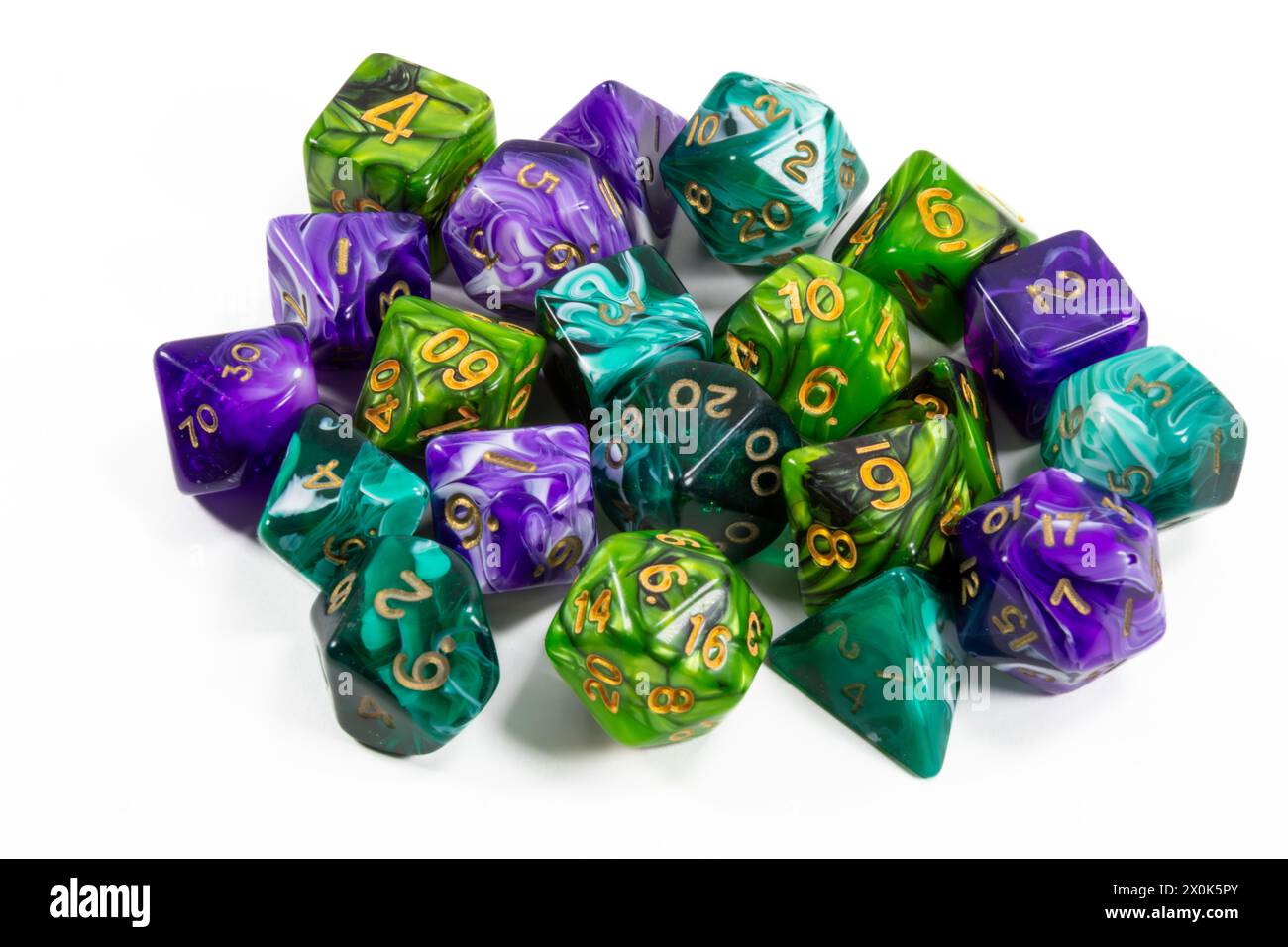 Various sets of role playing dice on a white background Stock Photo - Alamy