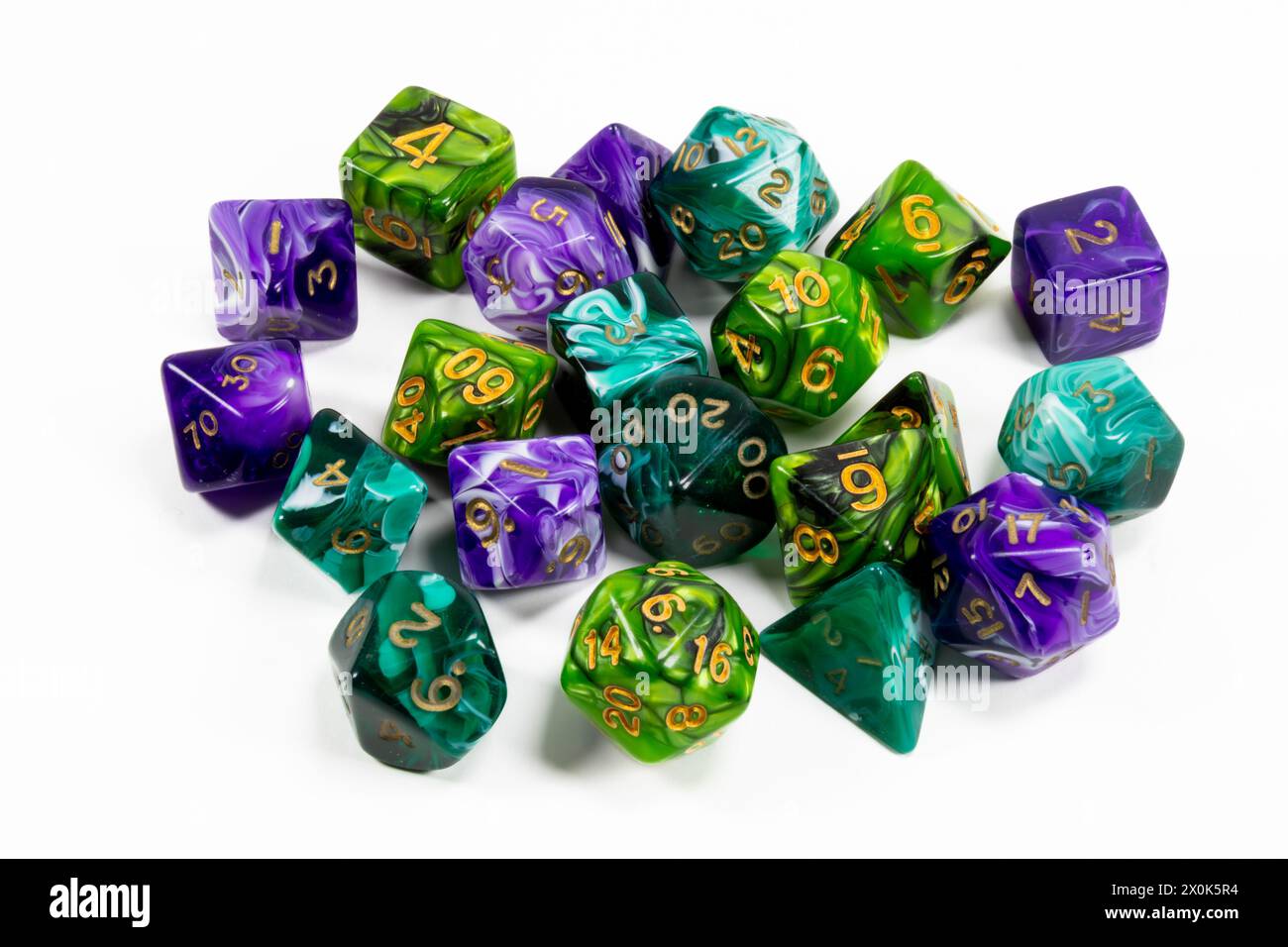 Various sets of role playing dice on a white background Stock Photo - Alamy