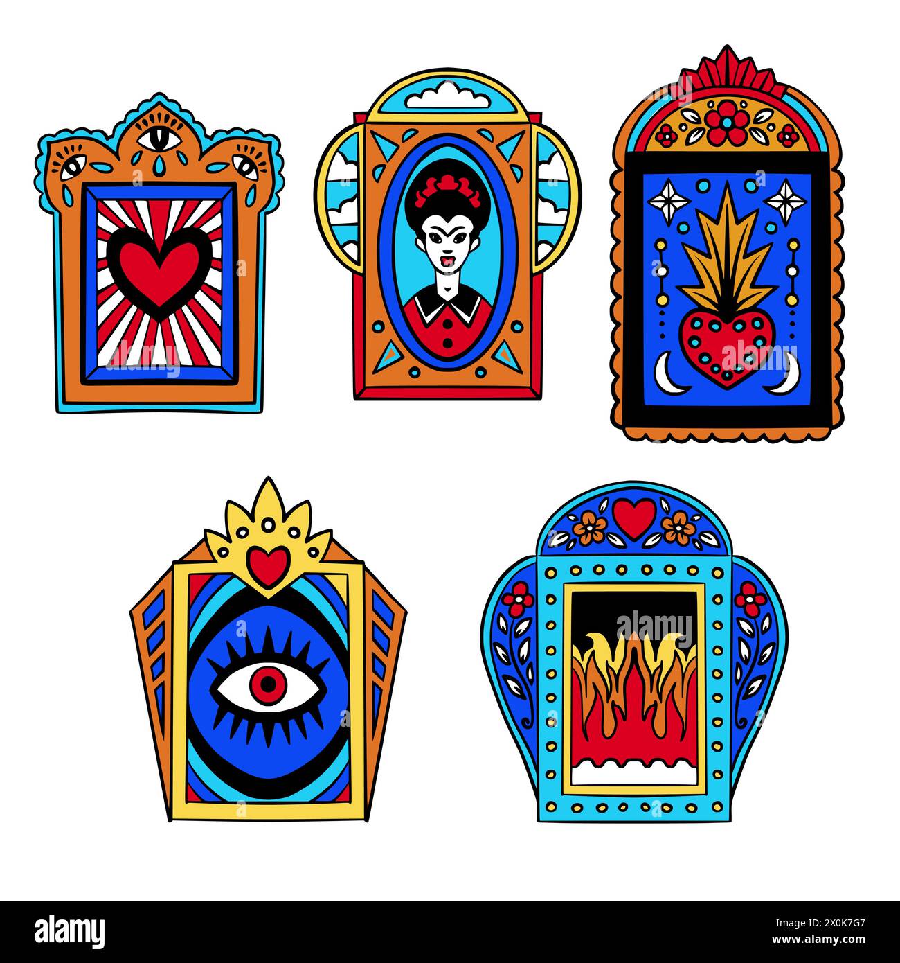 Mexican windows, heart and sugat elements. Vector Stock Vector Image ...