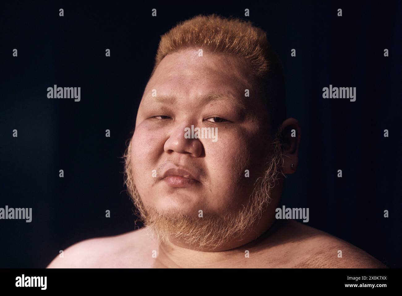 Sumo wrestler Hidemasa "Chiyotairyu" Miegetsuin poses during the ...