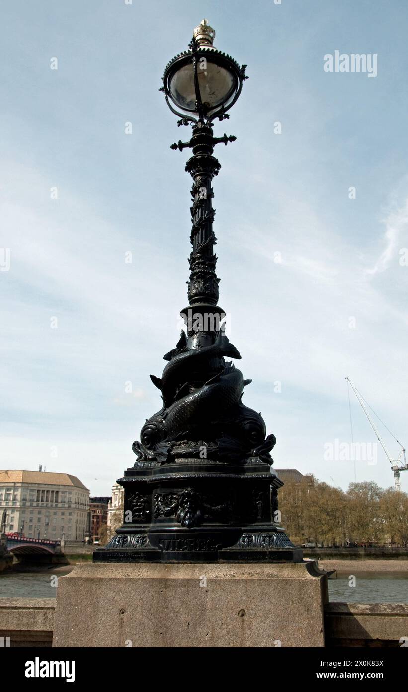 Ornate Lamp-post along the Thames, Lambeth, London, UK Stock Photo - Alamy