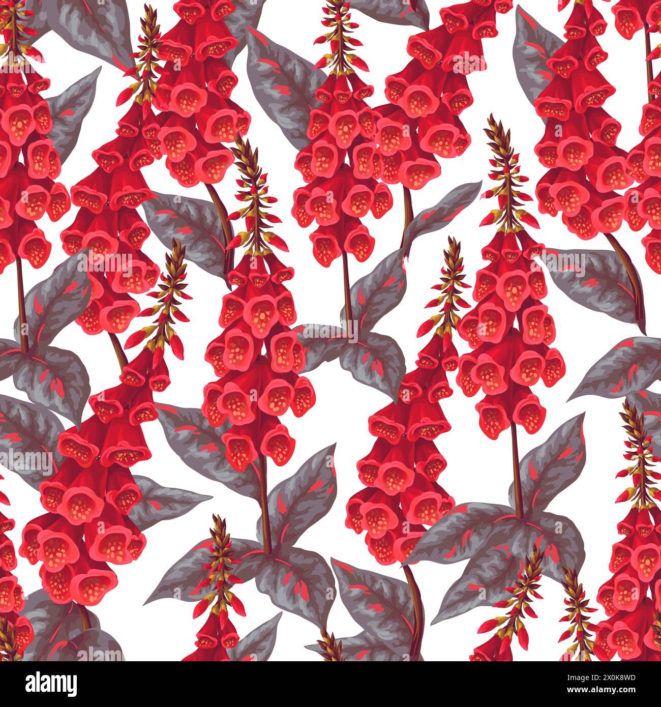 Seamless pattern with foxglove flowers. Vector Stock Vector Image & Art ...