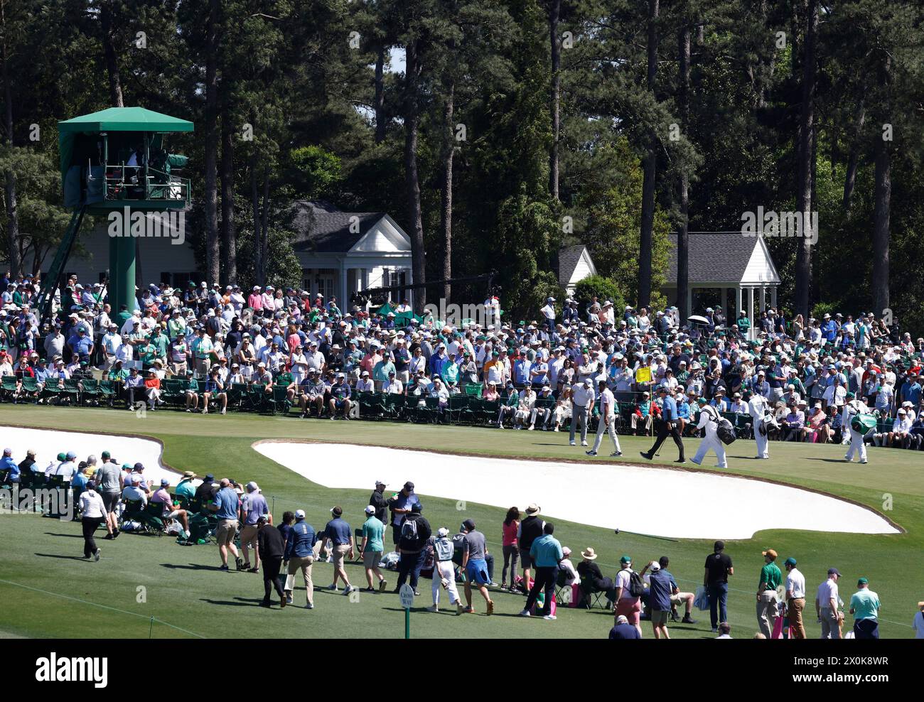 Augusta, United States. 12th Apr, 2024. Patrons crowd the course for ...