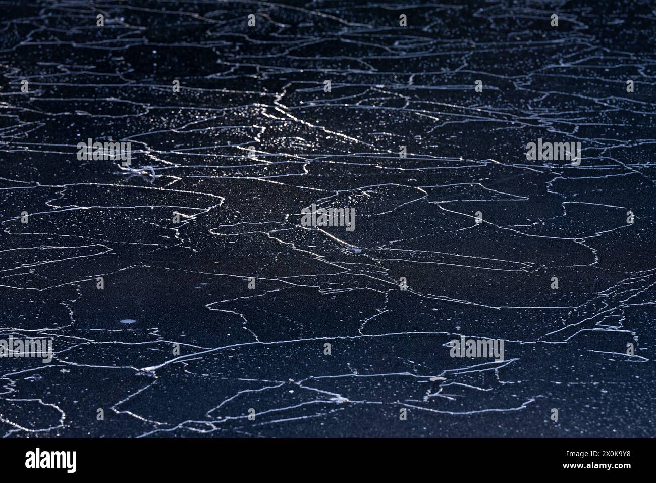 Ice formation on a lake, filigree patterns and structures in the ice ...