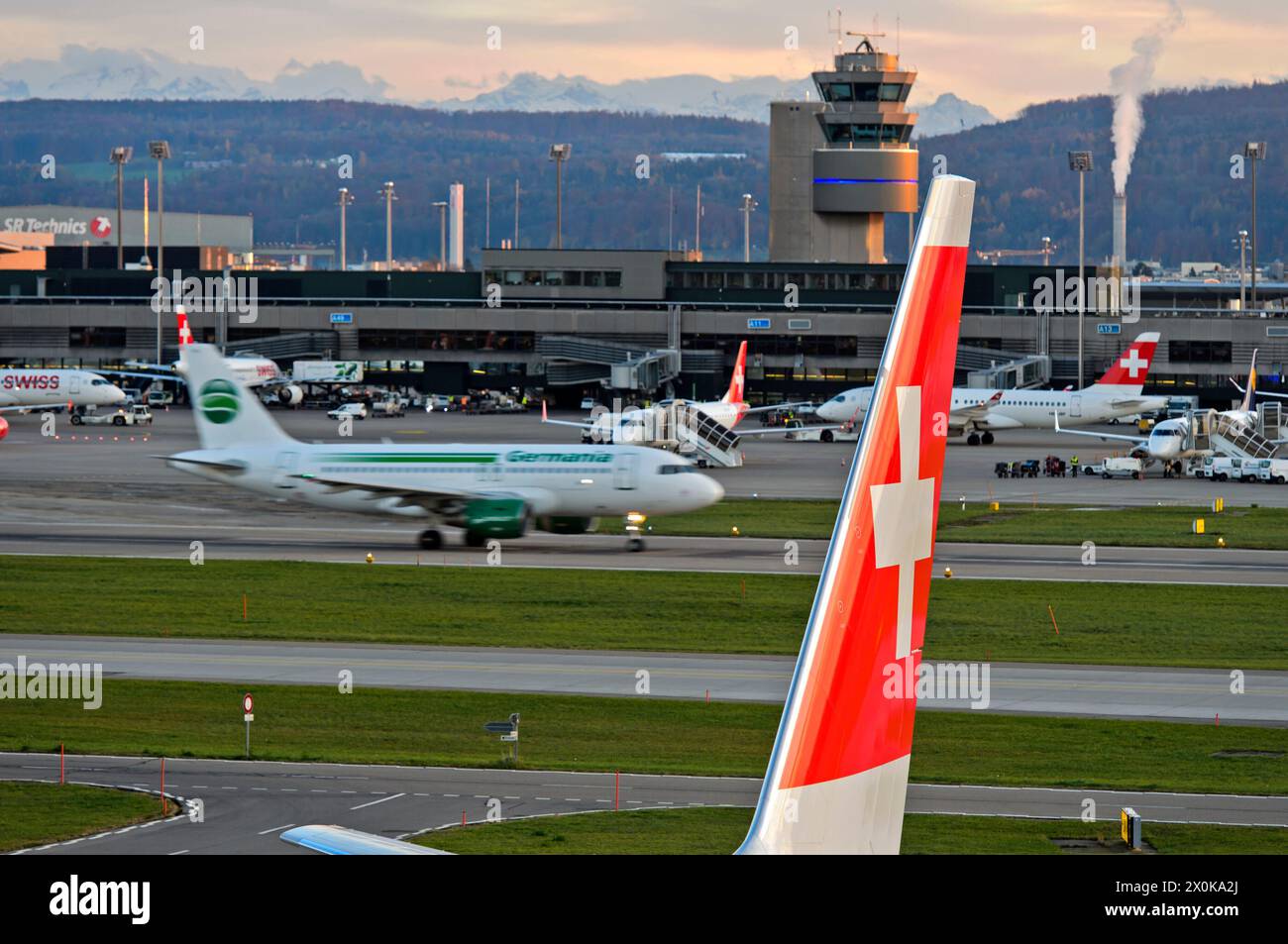 Vertical stabilizer of an Airbus of the airline Swiss International Air ...