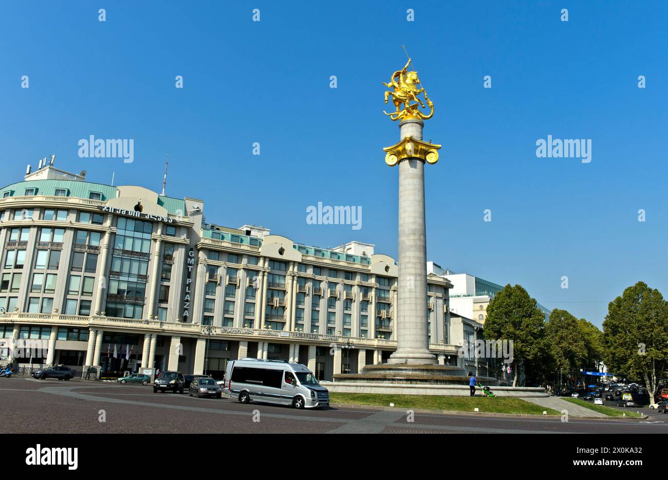 Column with the statue of St. George as a dragon fighter on Freedom ...
