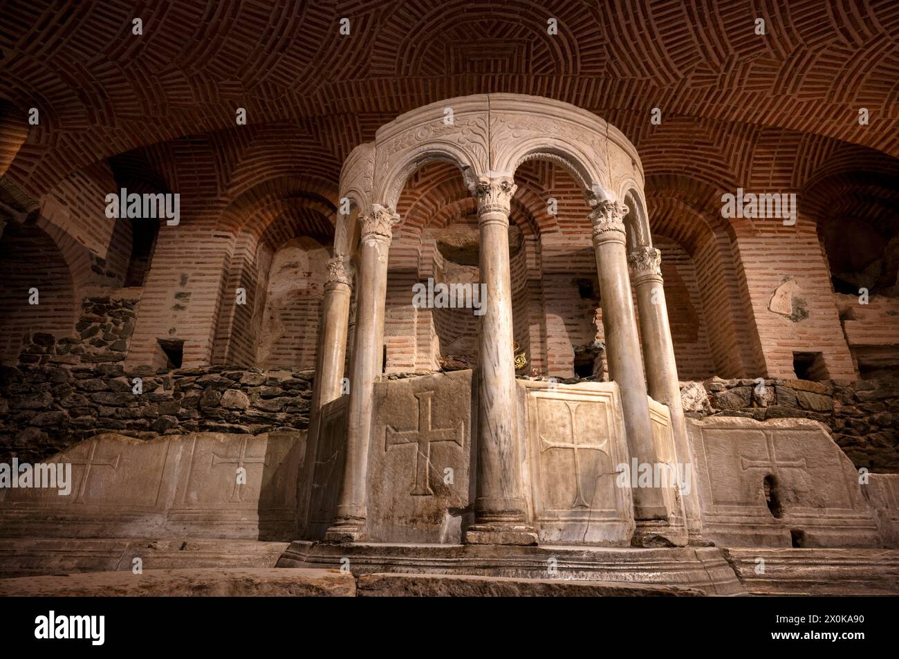 Interior view of the crypt, remains of the Roman baths, Church of ...