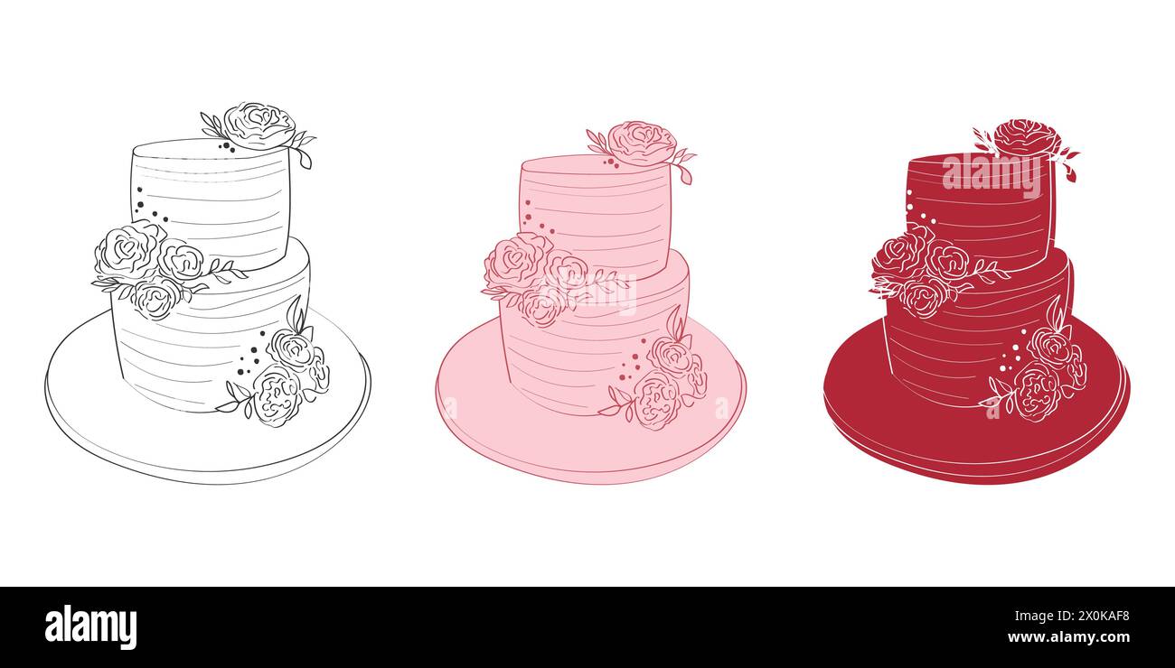 Three distinct wedding cakes of varied designs and flavors are ...