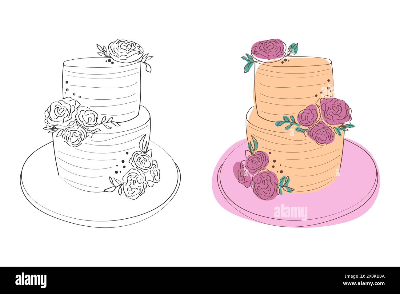 White cake beautifully decorated Stock Vector Images - Alamy