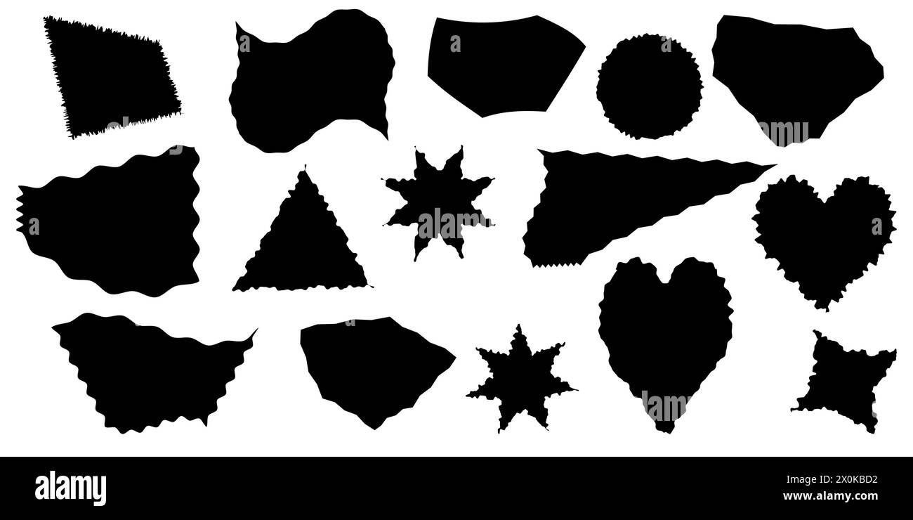 jagged form, hearts, stars, triangle in black color vector Stock Vector ...