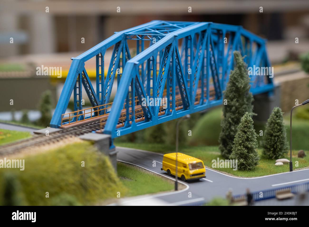 A layout on the scale of urban objects, a railway and various transport ...