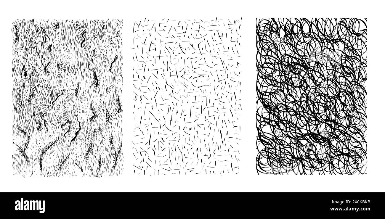 Set of crosshatch ink textures, haotic texture, round circle texture ...