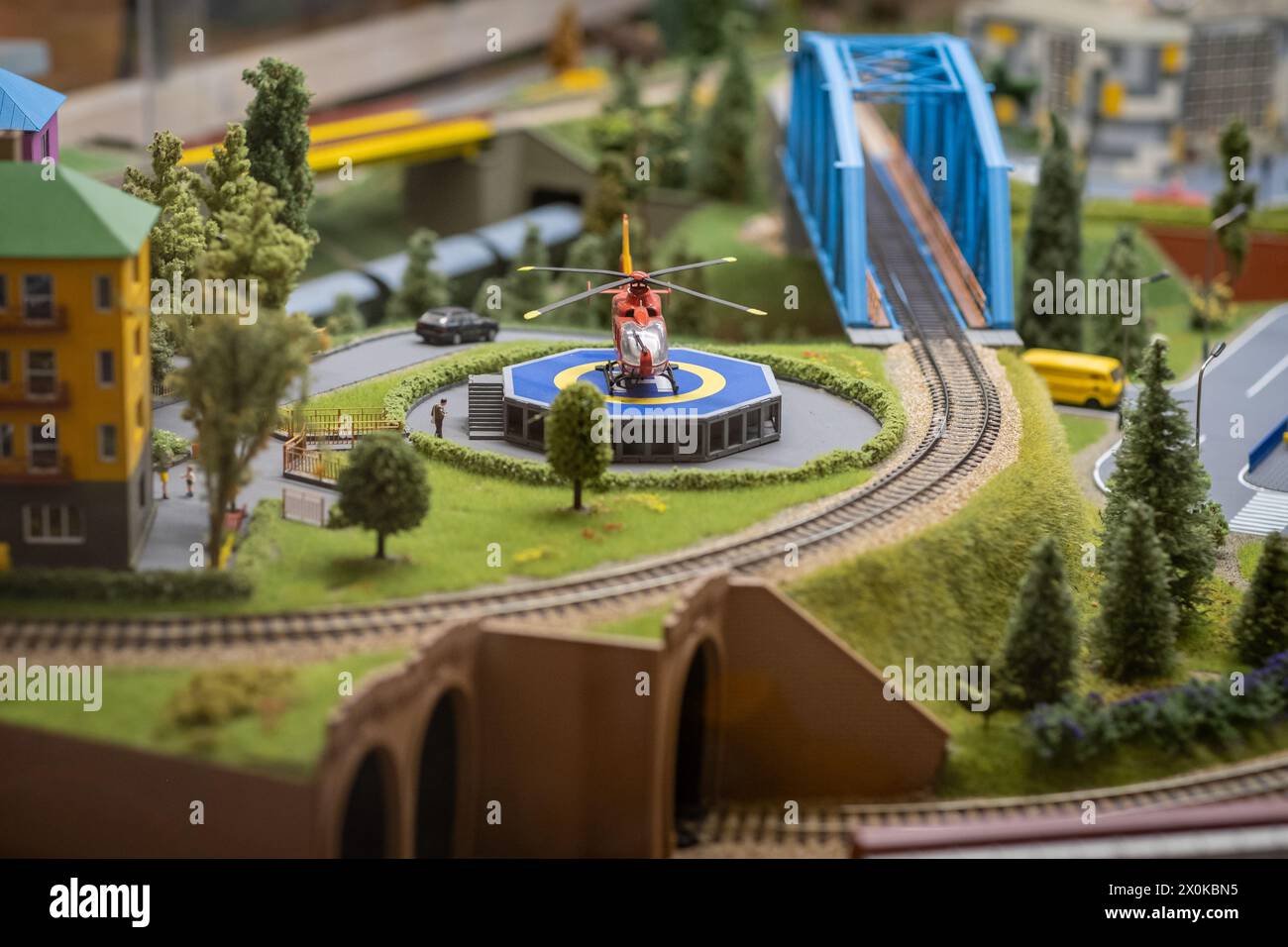 A layout on the scale of urban objects, a railway and various transport ...