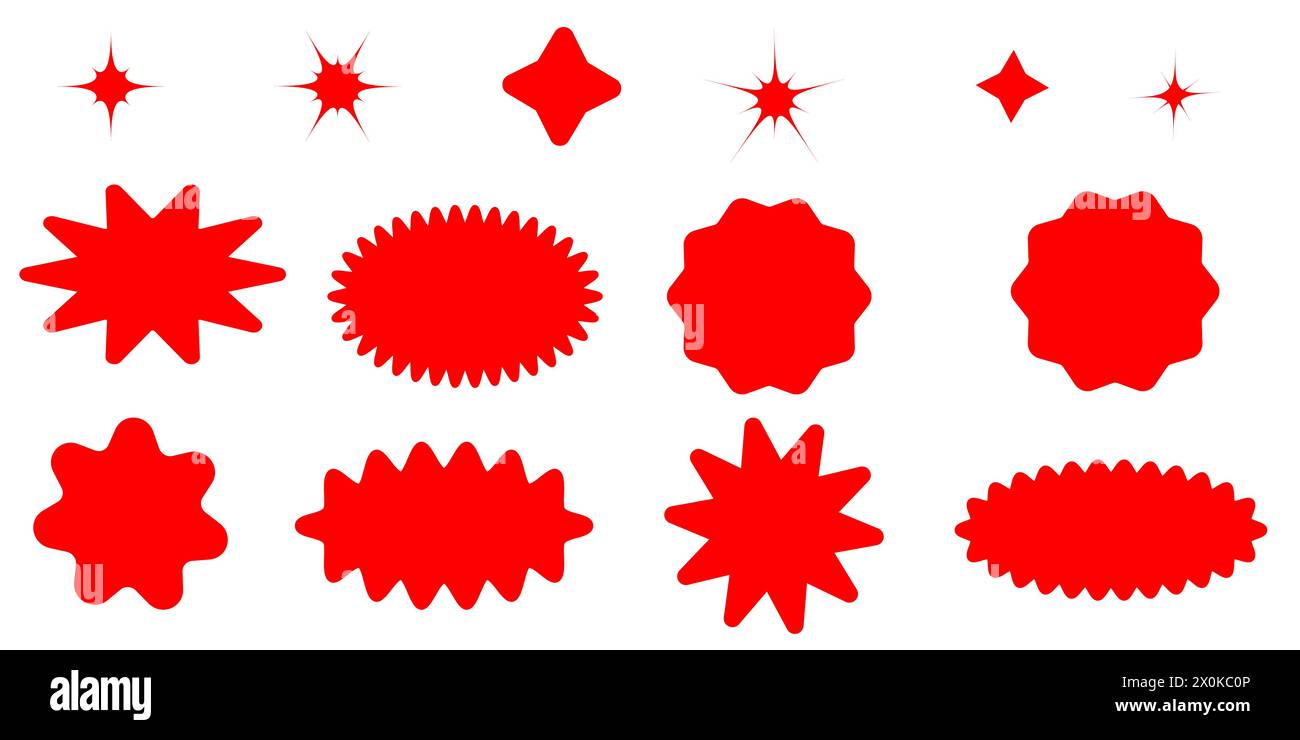 Set of red starbursts isolated Stock Vector Image & Art - Alamy