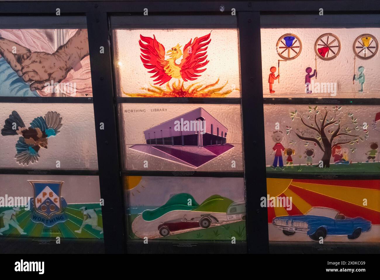 England, West Sussex, Worthing, Worthing Pier, Stained Glass Window ...