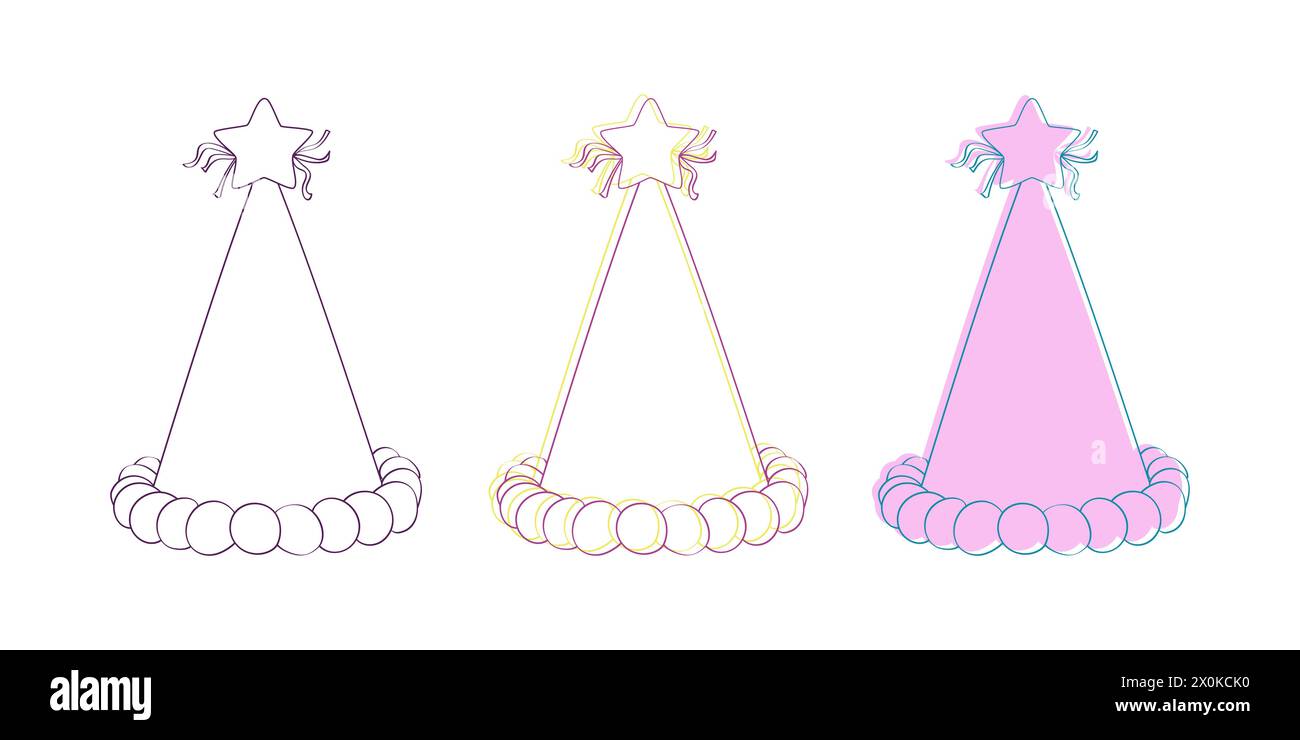 Three paper hats with star decorations on top are displayed Stock ...