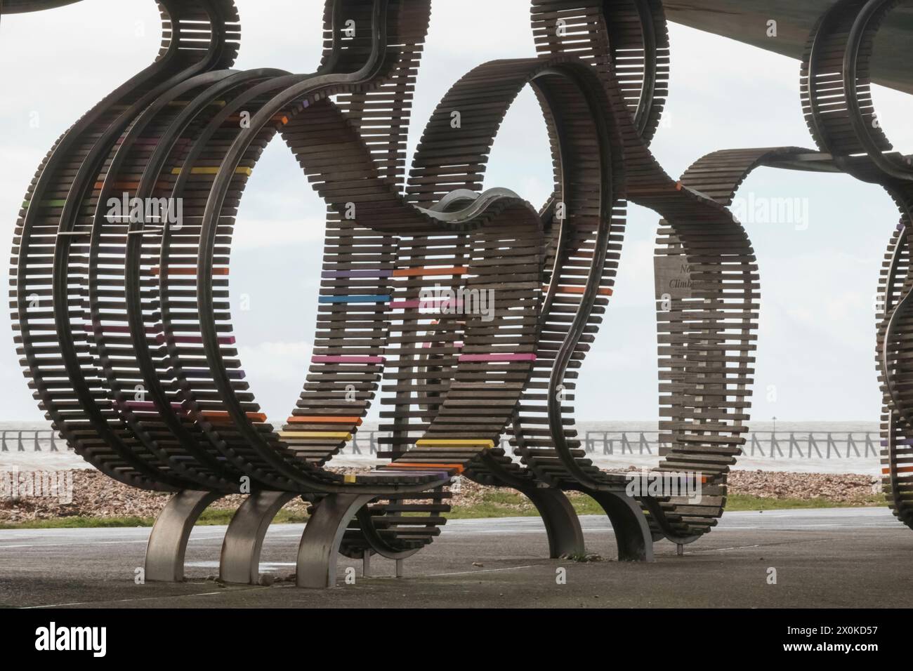 England, West Sussex, Littlehampton, The Long Bench designed by Studio ...