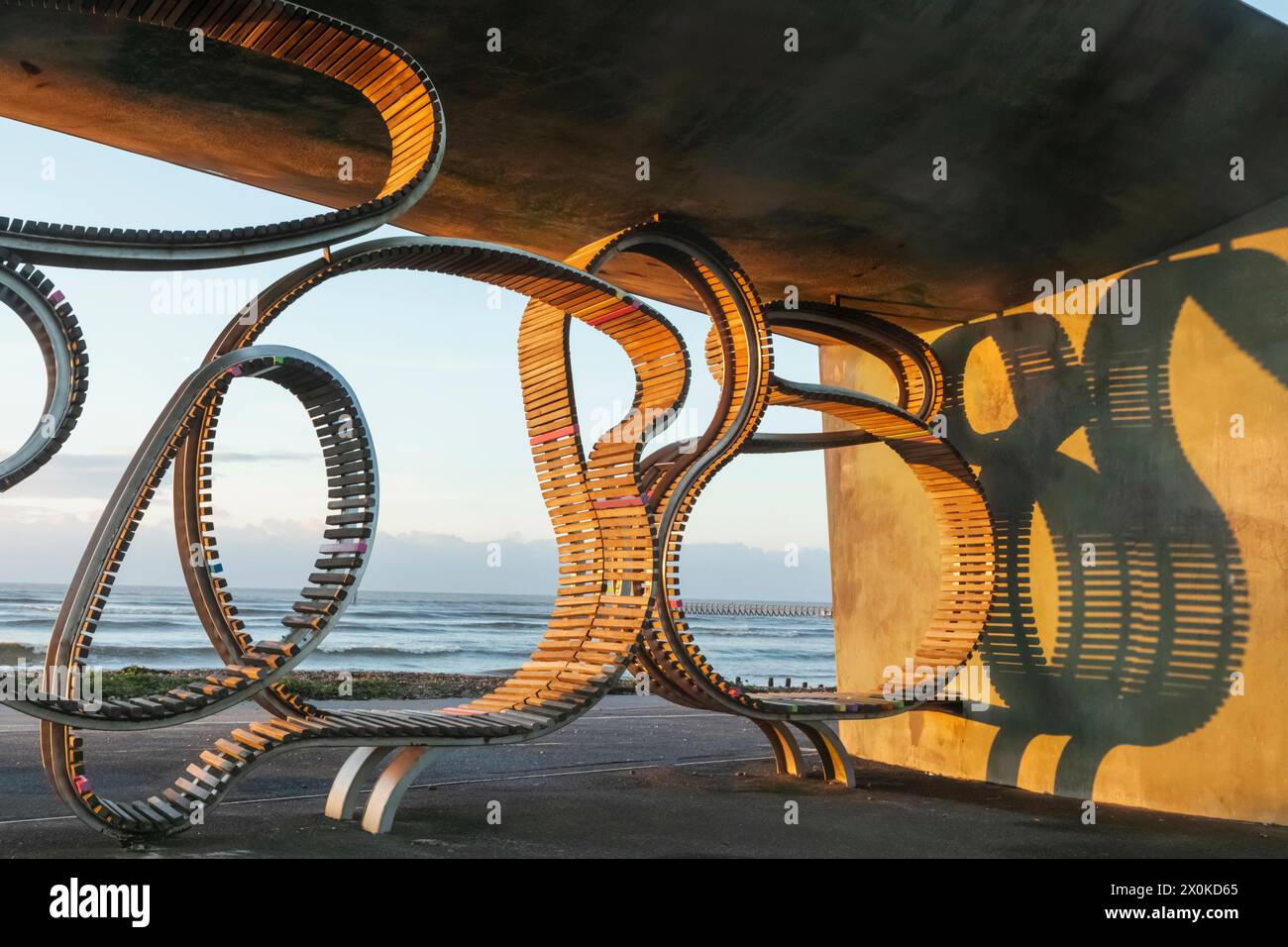 England, West Sussex, Littlehampton, The Long Bench designed by Studio ...