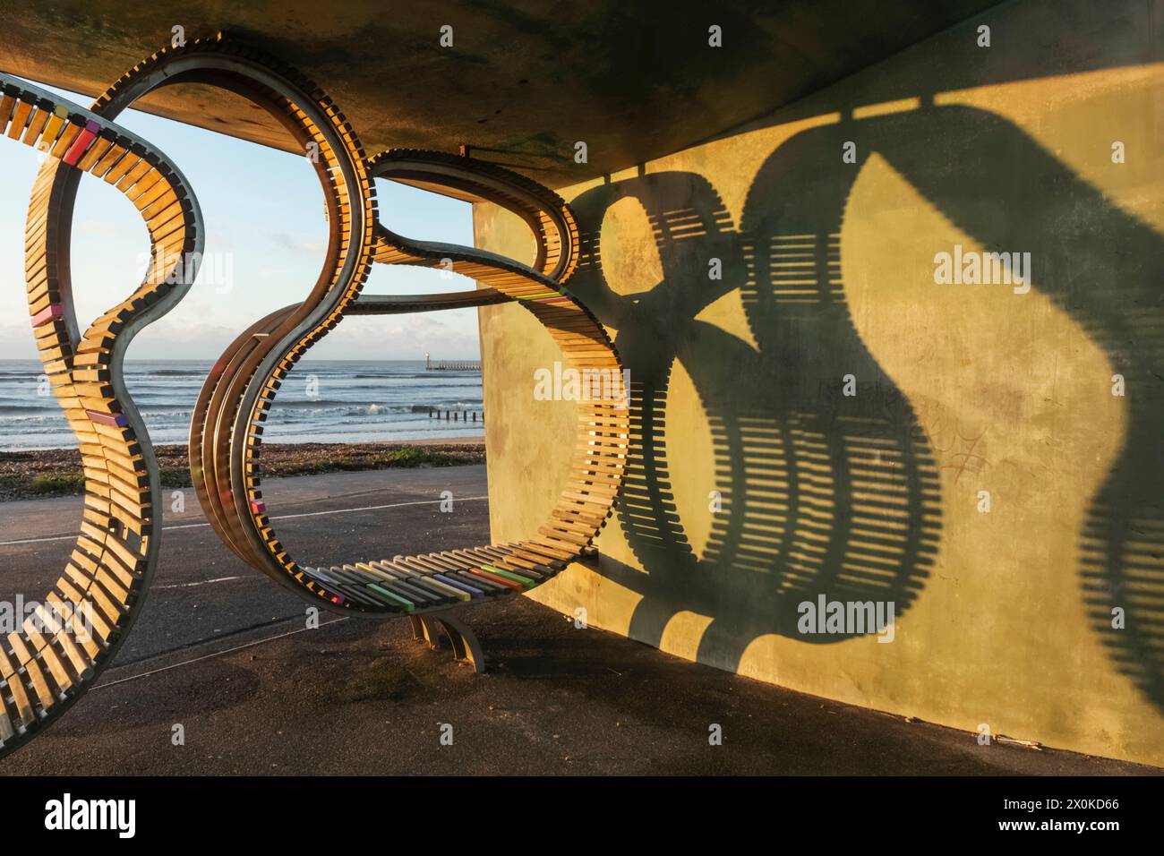 England, West Sussex, Littlehampton, The Long Bench designed by Studio ...