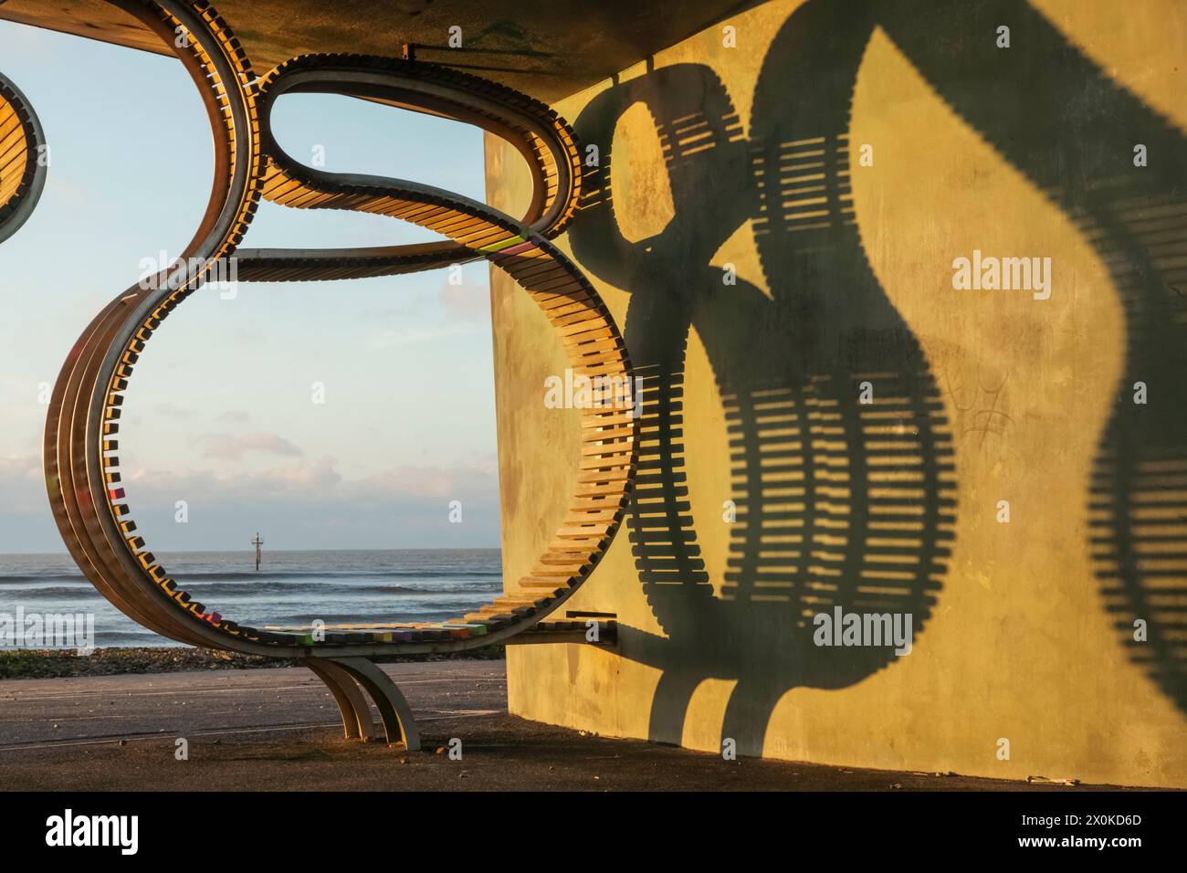 England, West Sussex, Littlehampton, The Long Bench designed by Studio ...
