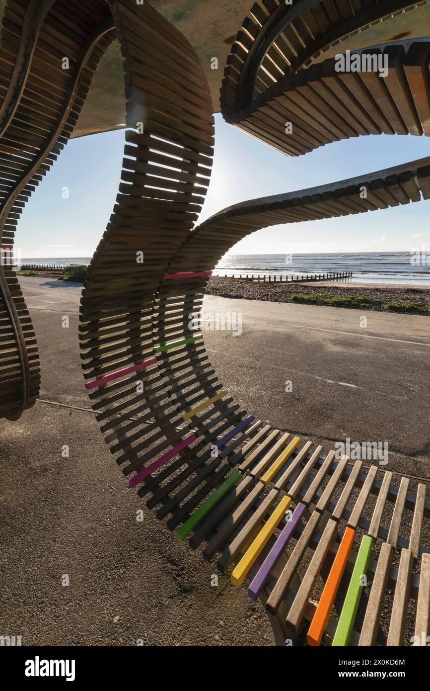 England, West Sussex, Littlehampton, The Long Bench designed by Studio ...
