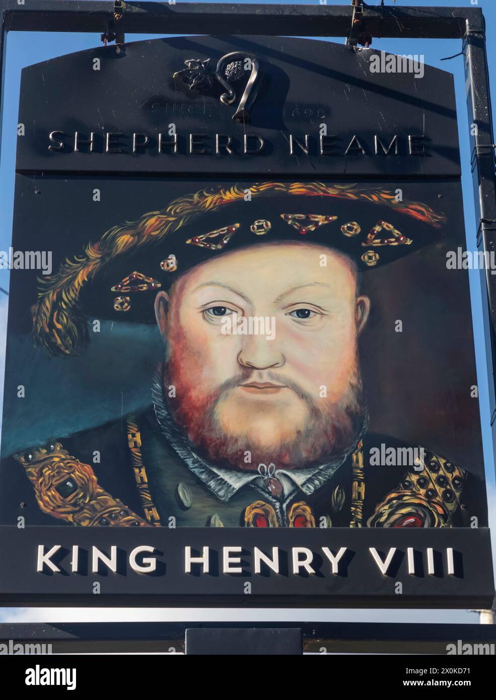England, Kent, Edenbridge, Hever, King Henry VIII Pub, Pub Sign Stock ...