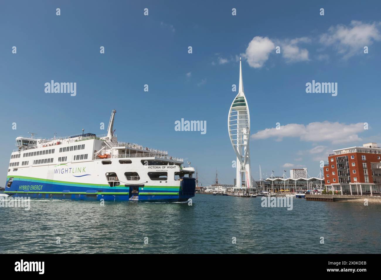 Wightlink ferry victoria of wight and the spinnaker tower hi-res stock ...