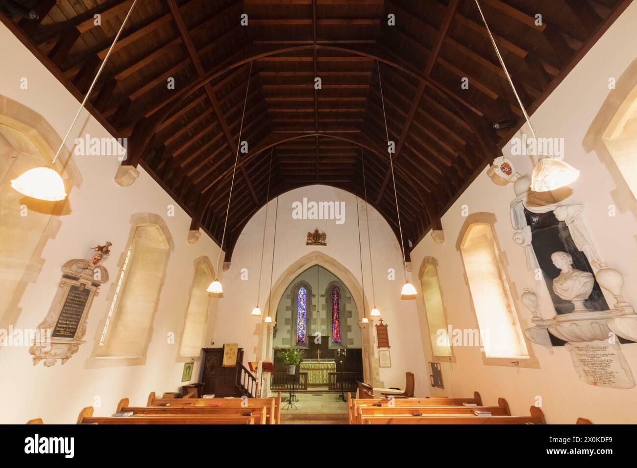 England, Hampshire, Hinton Hampner, All Saints Church, Interior View ...