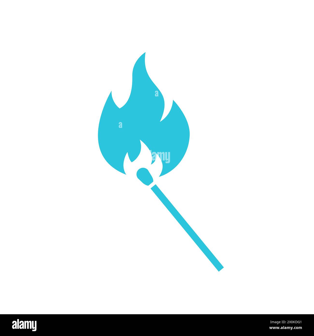 Burning match icon. Isolated on white background. From blue icon set ...