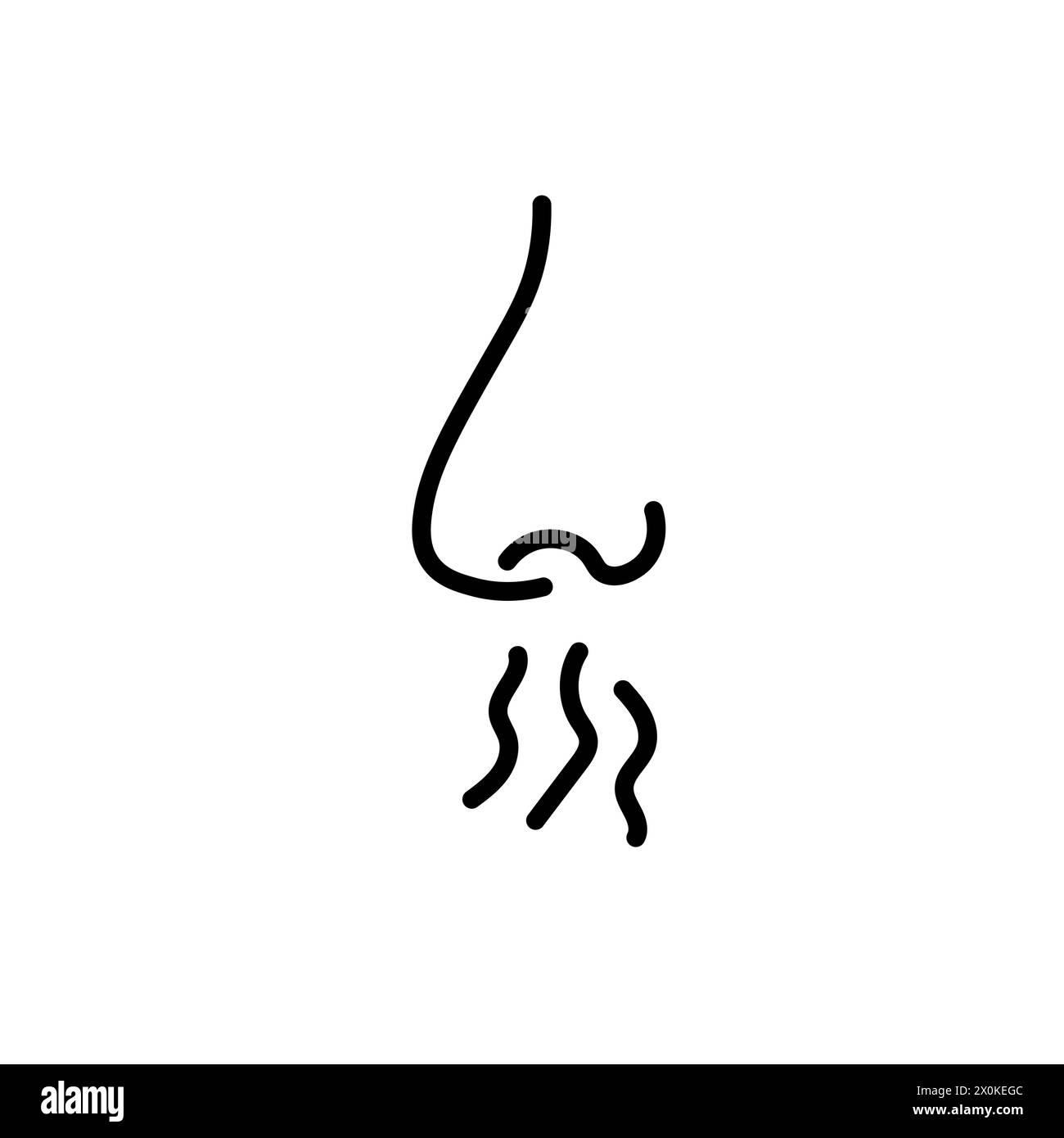 Breath smell nose line icon. Odour breath smell stroke web human sneeze ...