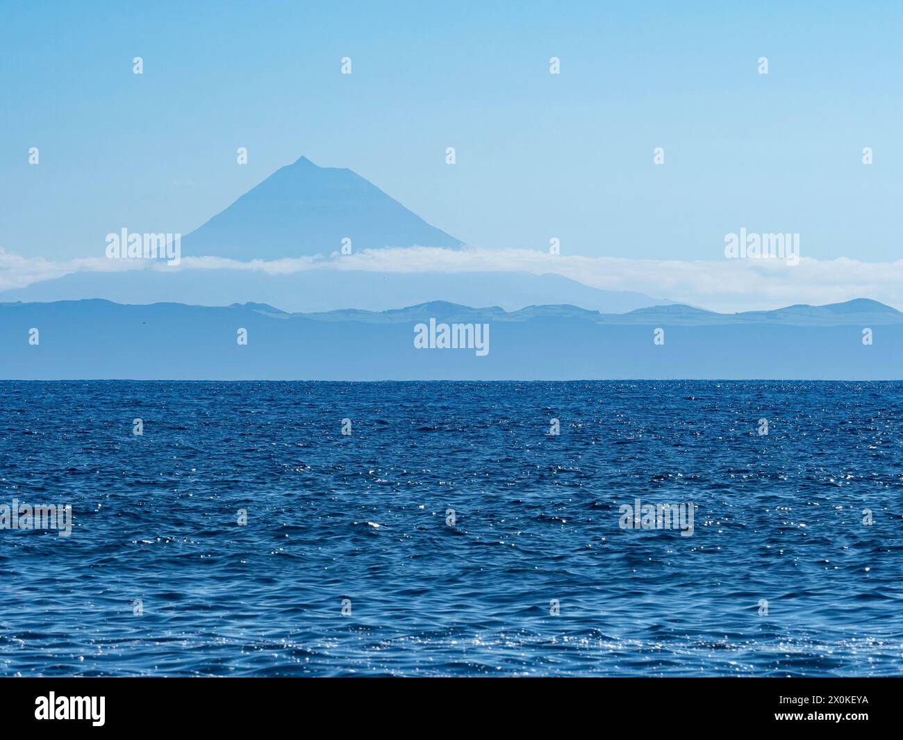 Azores, Graciosa, Portugal, seascape, view from Graciosa of volcano on ...