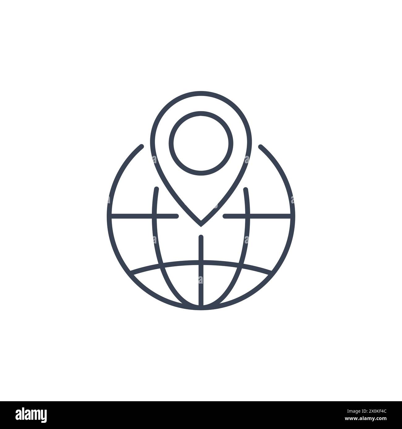 Globe location line icon concept. Minimal line globe gps pin icon ...