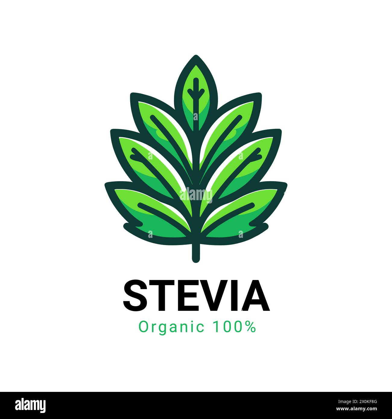 Stevia rebaudiana logo icon. Stevia leaf vector logo badge label plant ...