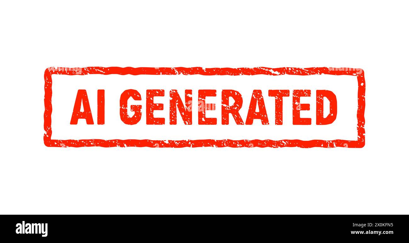 Ai generated red stamp design. Ai video logo concept sticker. Grunge red stamp ai generated ...