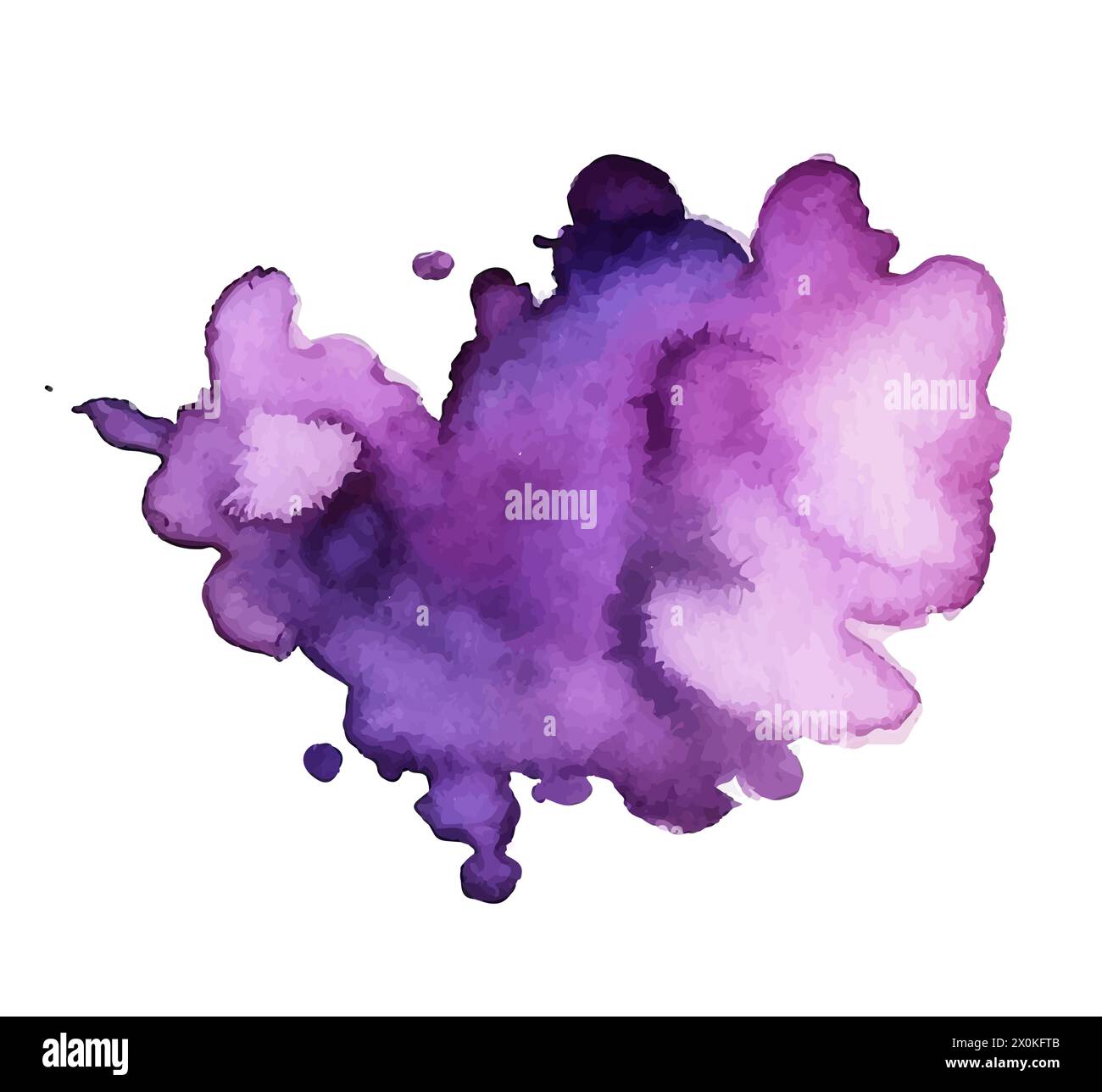 Purple ink watercolor splash paint blob. Purple ink splatter stain ...