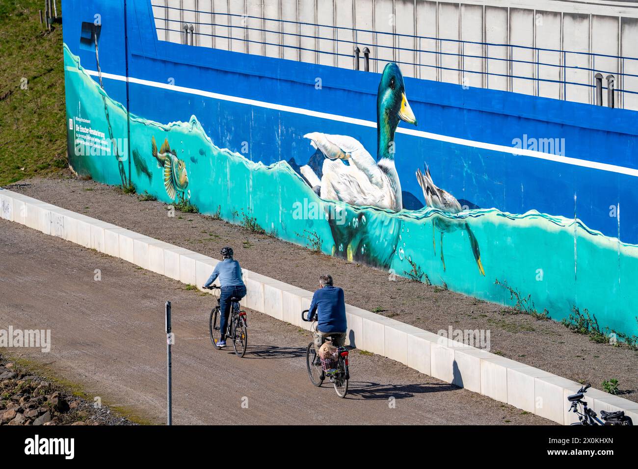 Rainwater overflow basin on Osterfelder Straße in Oberhausen, on the ...