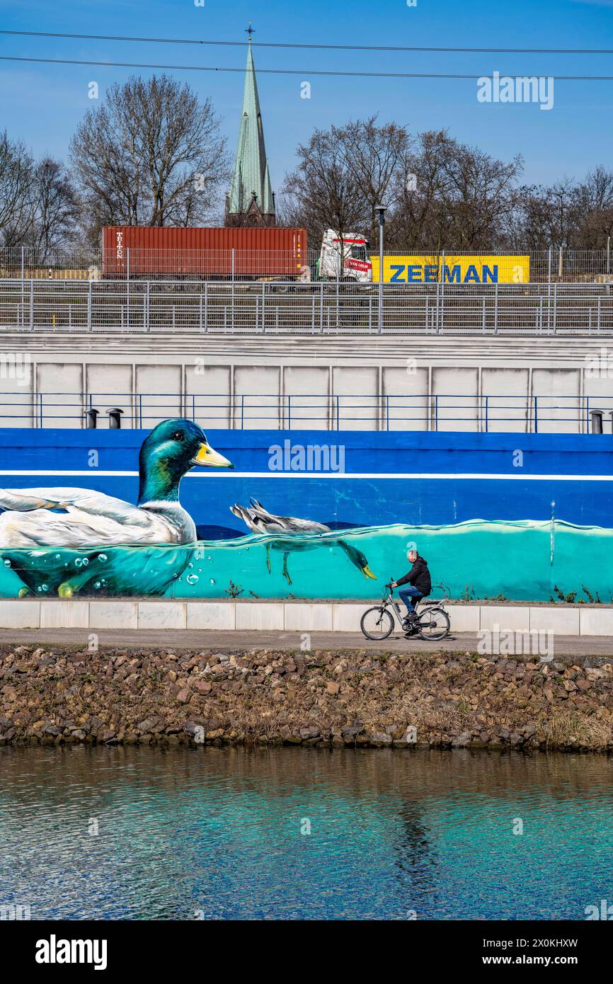 Rainwater overflow basin on Osterfelder Straße in Oberhausen, on the ...