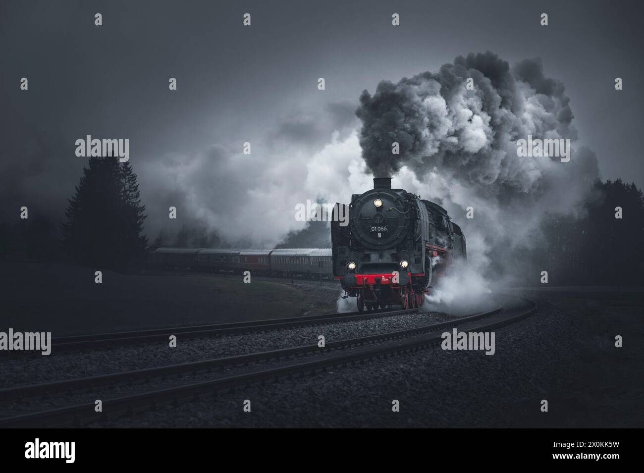 Historic steam locomotive 01 066 from 1928 on its way through the ...