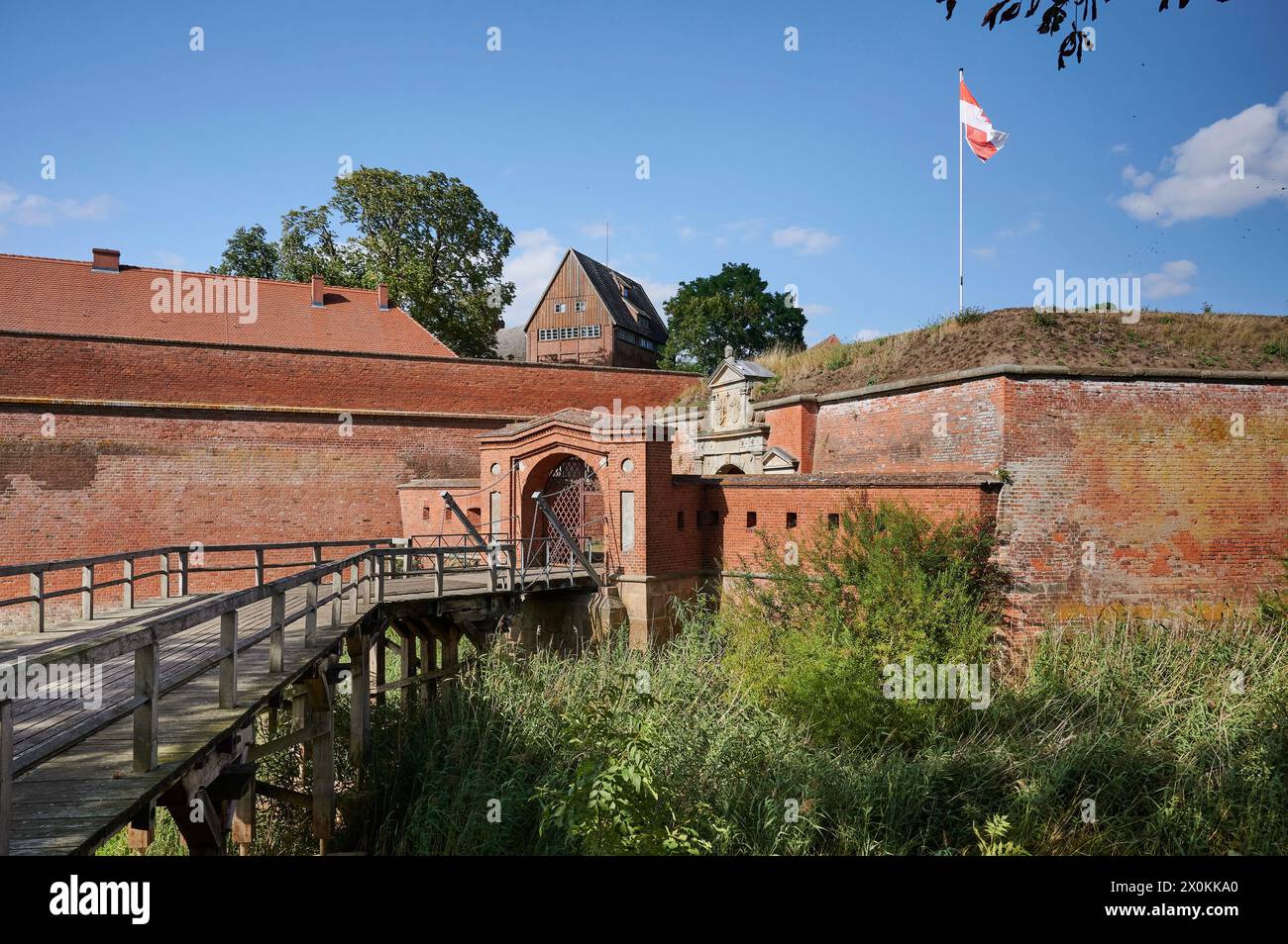 Castle wall and drawbridge of the Dömitz Citadel fortress, exterior ...