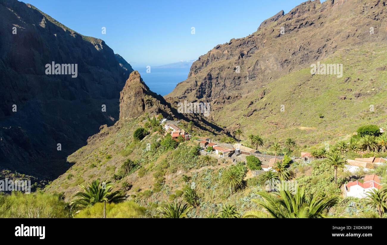 Aerial view of famous Masca village in Teno mountans on Tenerife ...