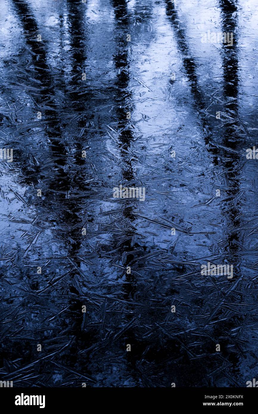 Ice formation on a lake, filigree patterns and structures in the ice ...
