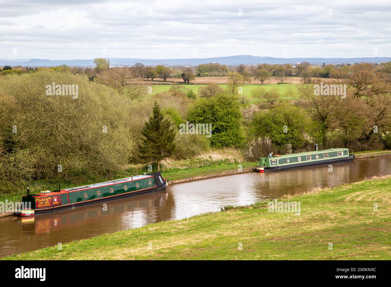 Canal narrowboats at Hurleston Cheshire on the Shropshire union canal ...