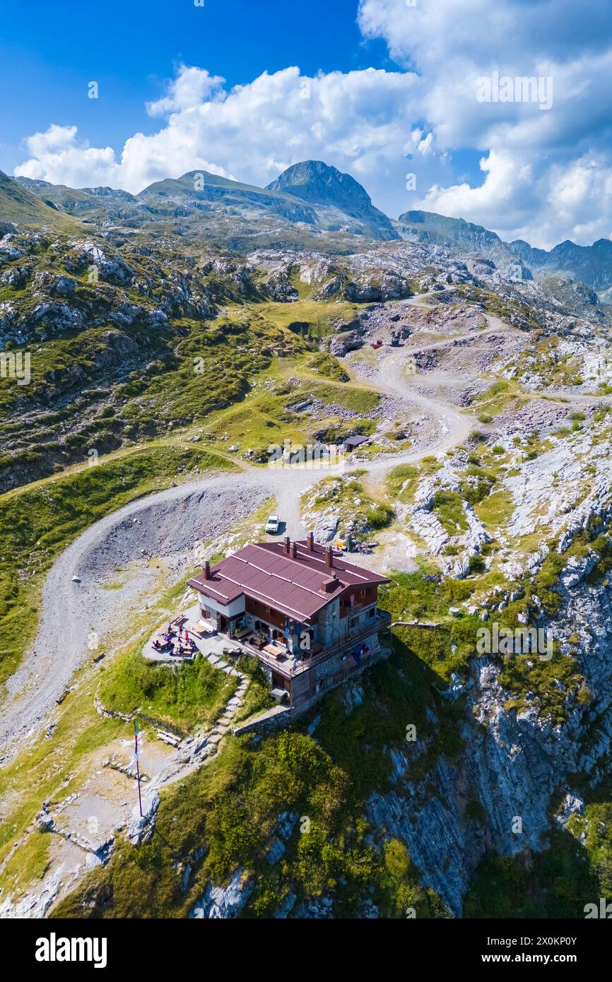 Aerial view of the Albani refuge and Monte Ferrante and Ferrantino. Val ...