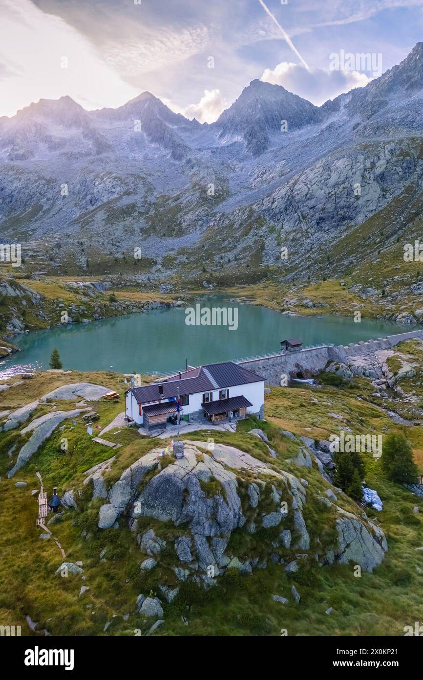 View of the Gnutti refuge and Lake Miller in the beautiful Val Miller ...