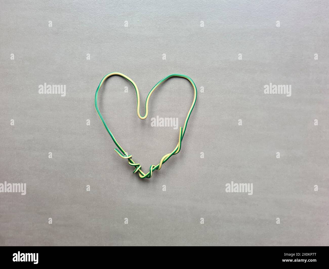 Homemade heart made from bent wire as a creative heart shape and symbol ...